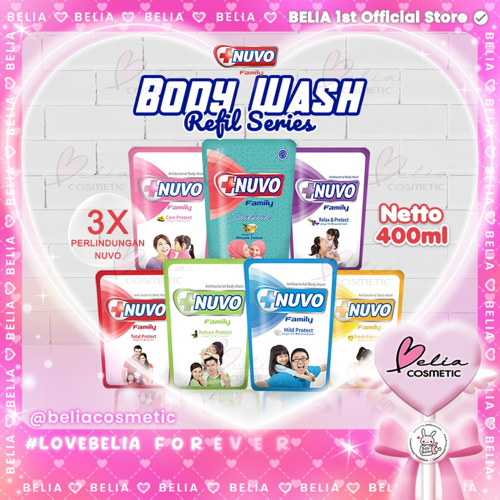 Jual BELIA NUVO Family Antibacterial Body Wash 400ml Pouch Refill Besar | Sabun Mandi Cair ...