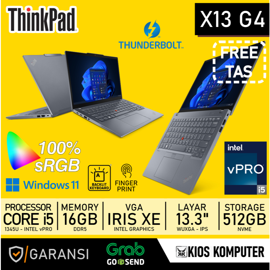 Jual THINKPAD X13 G4 INTEL vPRO CORE I5 1345U 16GB DDR5 512GB NVME 13.3 ...