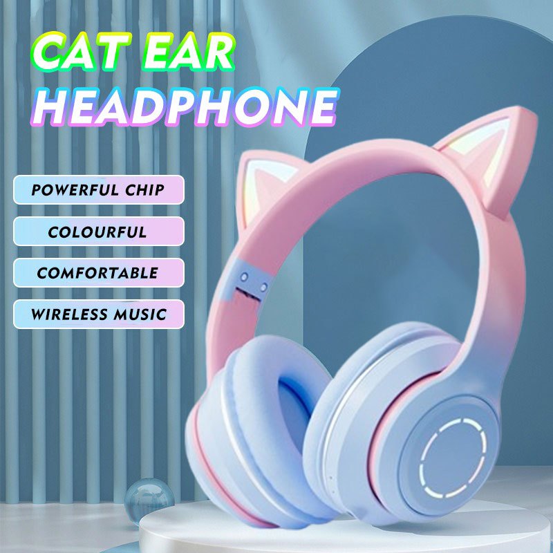 Jual Gradien Dapat Dilipat Headphone Cat Ears Karakter Headset ...