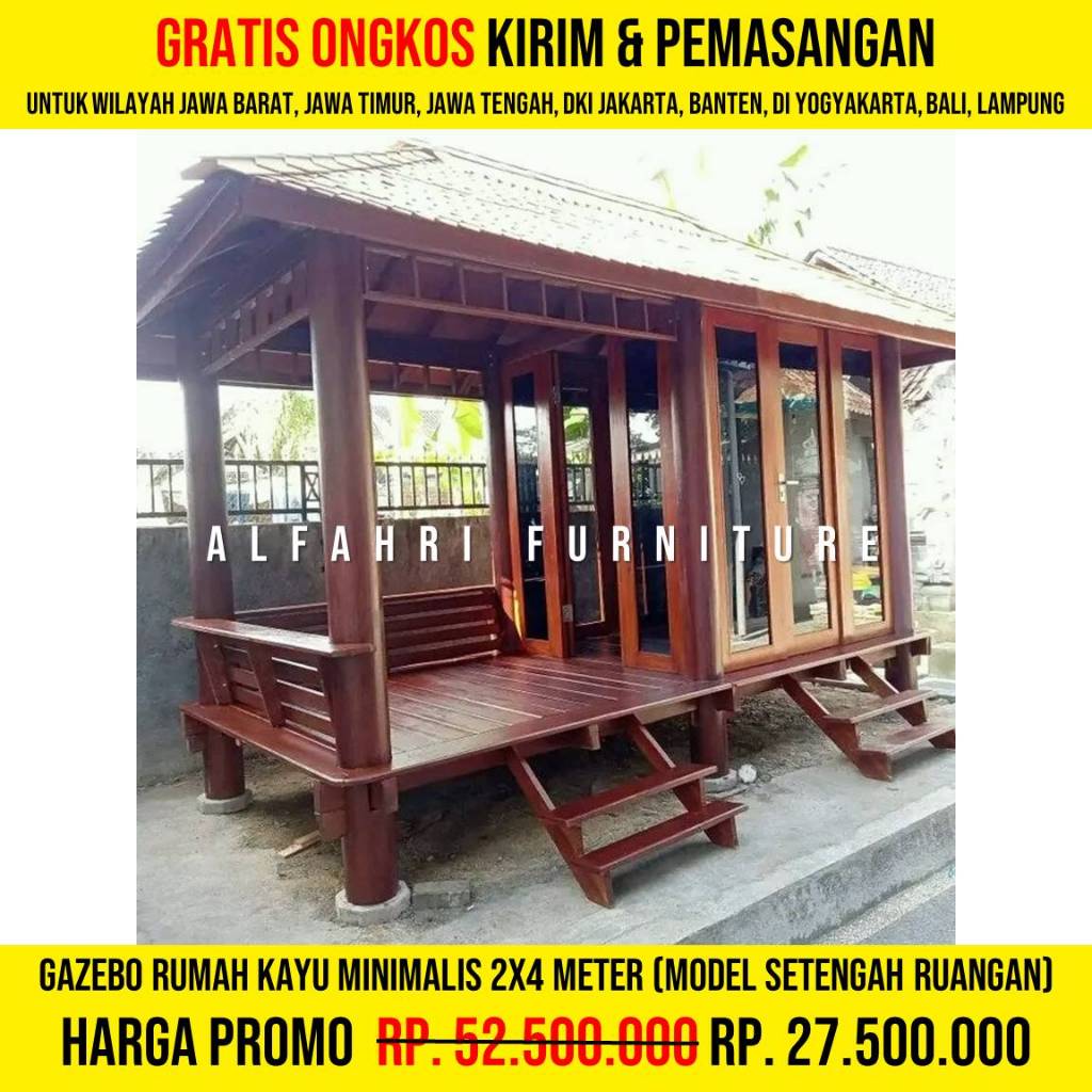 Jual Gazebo Kayu Minimalis 2x4 Meter Custom Mushola Dinding Kaca ...
