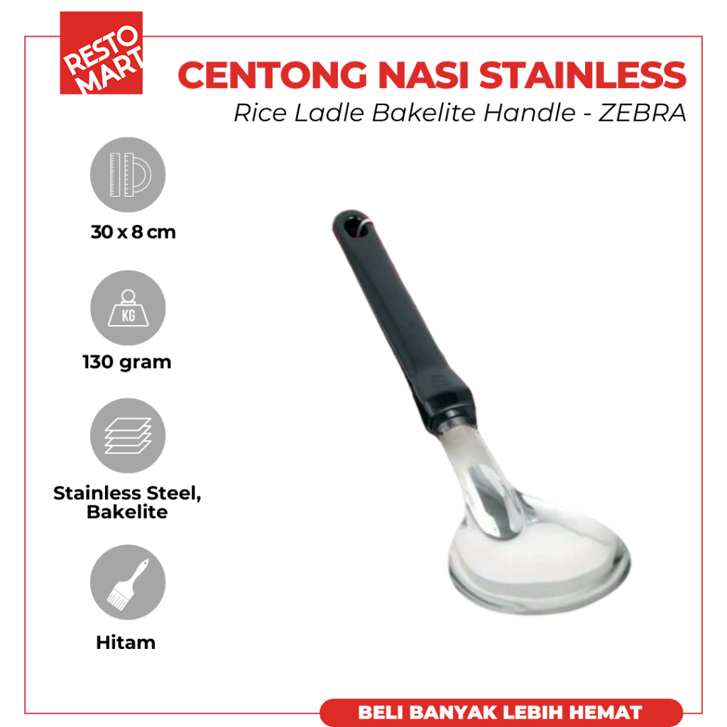 Jual Centong Nasi Stainless / Rice Ladle Bakelite Handle 102107 ZEBRA ...
