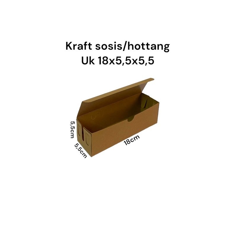 Jual Kemasan Box sosis/hottang bahan kraft uk 18x5,5x5,5 (isi 300pcs ...