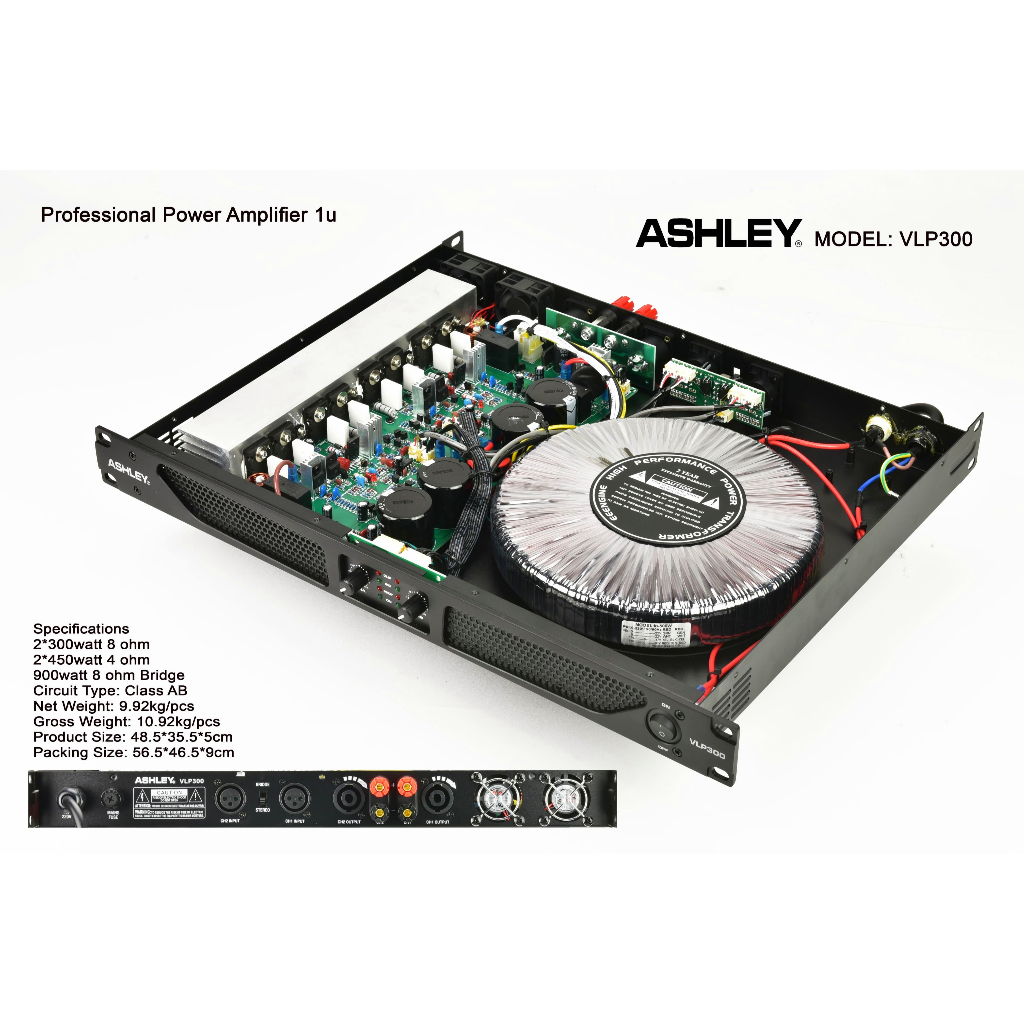 Jual Power ASHLEY VLP 300 VLP300 ORIGINAL 2 x 300 WATT Bisa BRIDGE CLASS AB 2ch | Shopee Indonesia