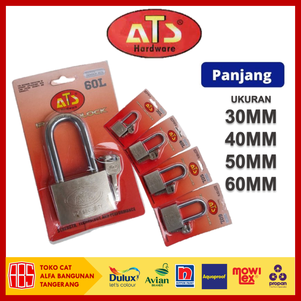 Jual Gembok ATS Leher Panjang - Gembok Besi Anti Maling 60mm 50mm 40mm ...