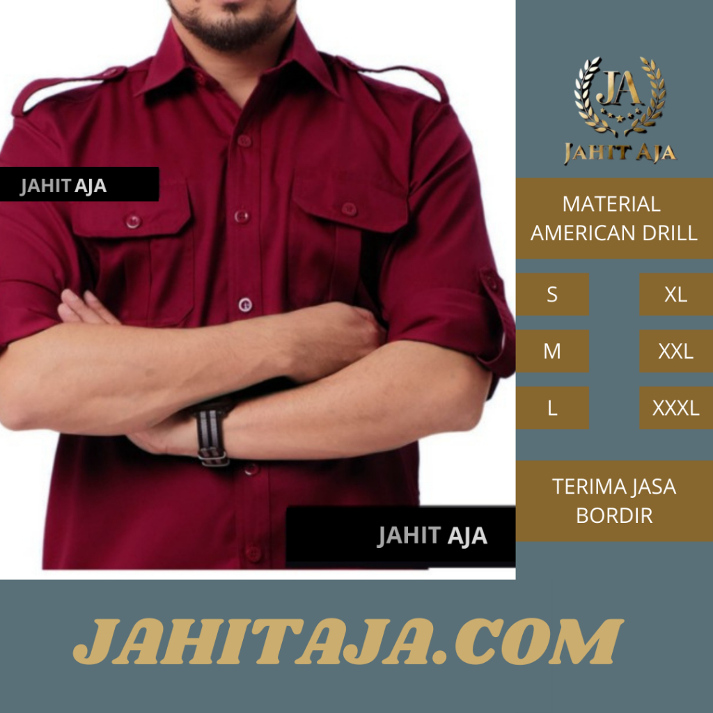 Jual Baju Kemeja PDL Lengan Panjang Maroon Seragam Kerja PDH Atasan ...