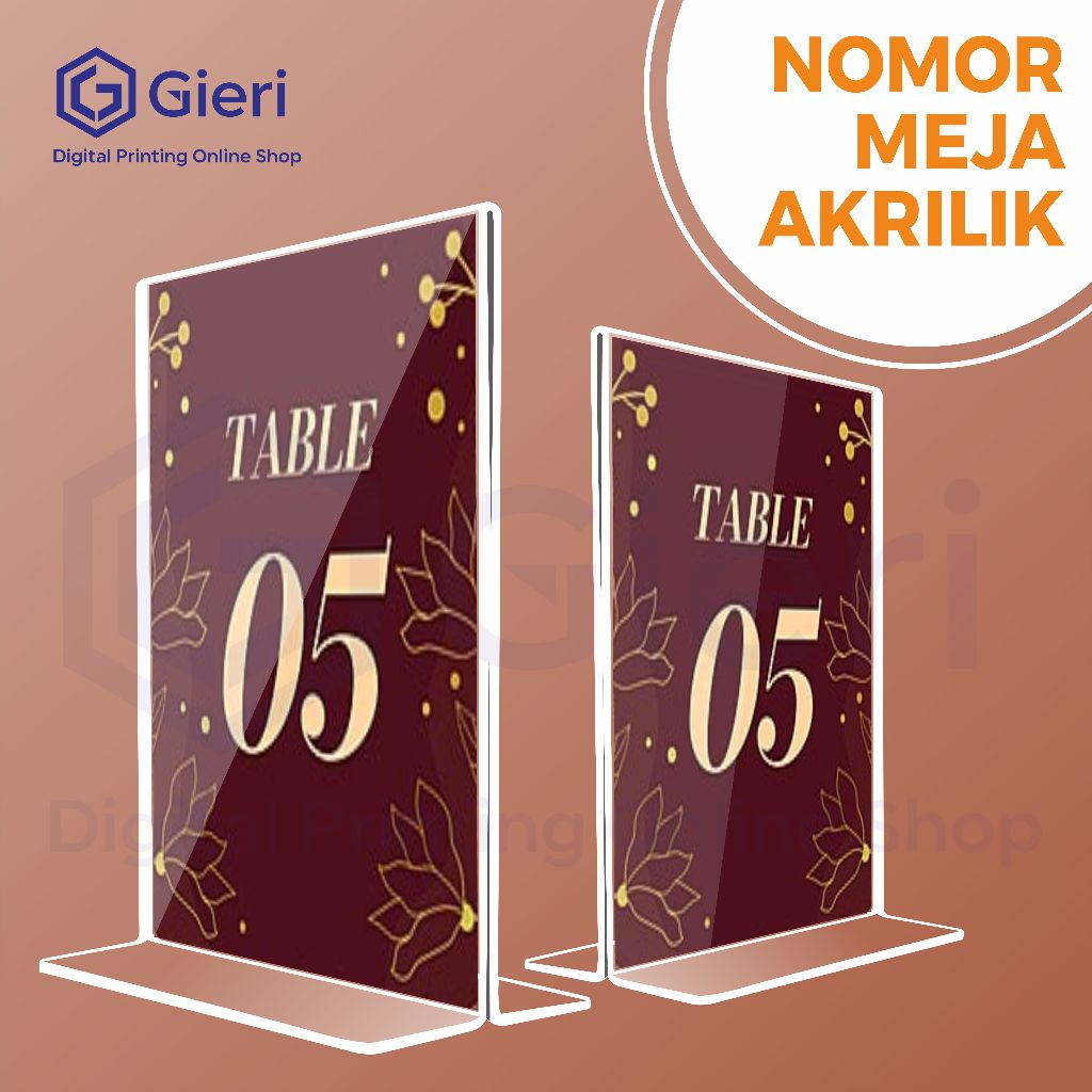 Jual GIERI - AKRILIK / NOMOR MEJA AKRILIK 12 X 8 CM / STAND HOLDER ...