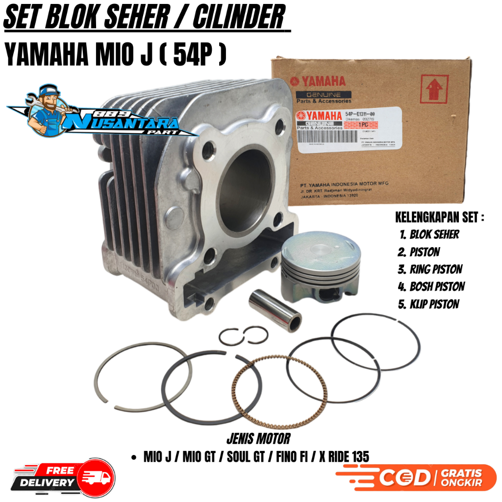 Jual BLOK SEHER KOMPLIT + PISTON SET YAMAHA MIO J 54P / FINO F1 / MIO GT / SOUL GT / XRIDE 115 ...