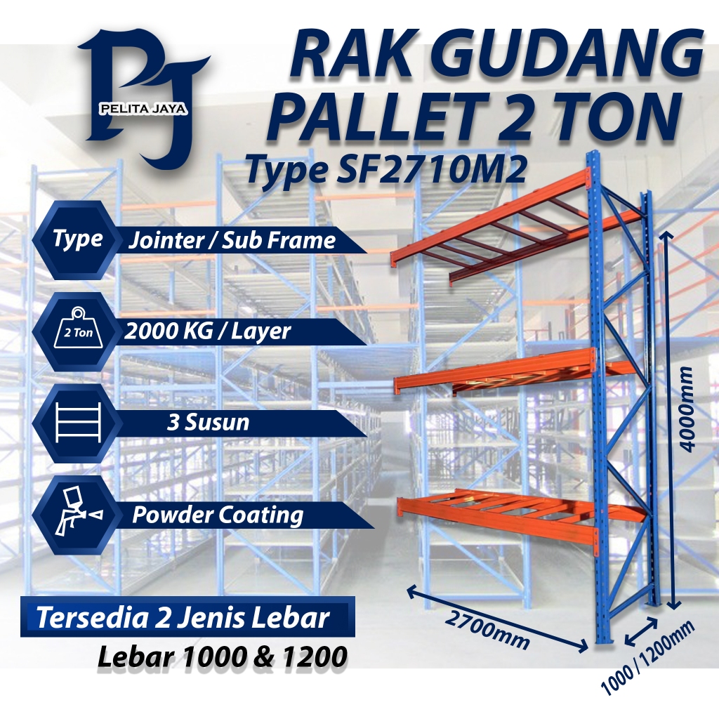 Jual RAK GUDANG BESI / PALLET RACKING 2 TON HEAVY DUTY TINGGI 4 METER ...