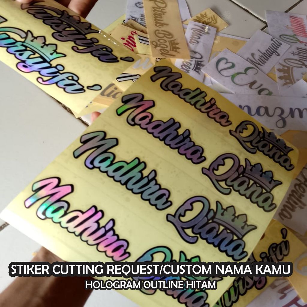 Jual Stiker Custom Nama Hologram Outline | Shopee Indonesia