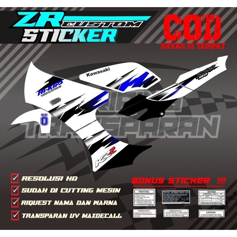Jual Sticker striping ninja KRR SSR SE putih variasi transparan UV ...