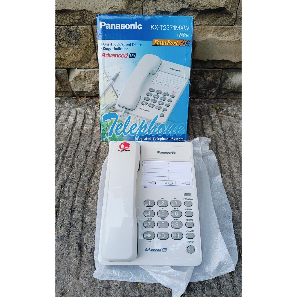 Jual Pesawat telepon rumah dan kantor panasonic KX T2371 MXW putih | Shopee Indonesia