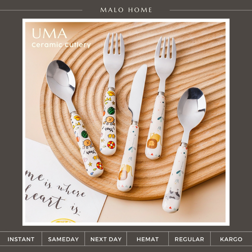 Jual MALOHOME - UMA Cutlery Spoon Fork Knife [SATUAN / SET] Kids Sendok ...