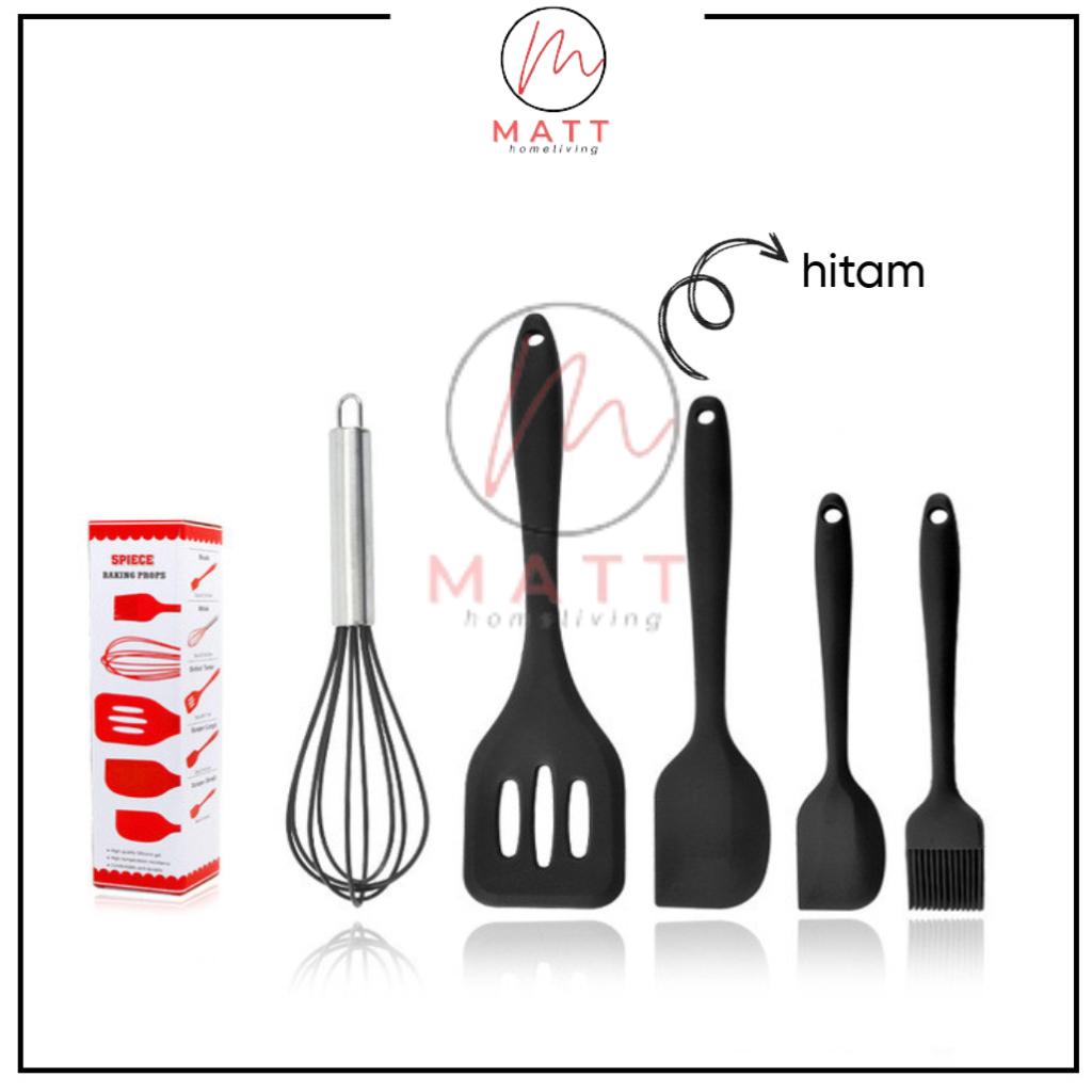 Jual MATT Spatula Set 5 in 1 Silikon Sotil Alat Masak Dapur Tahan Panas ...