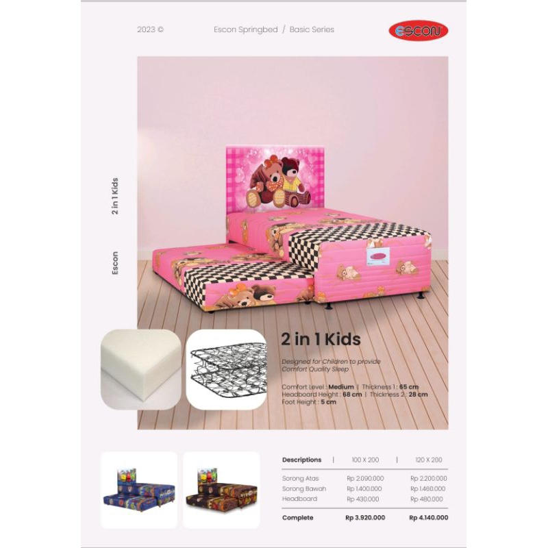 Jual SPRING BED KIDS ELEGAN SPRING BED KLASICO MODERN SPRING BED 2 IN 1 ...