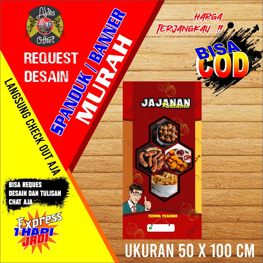 Jual BANNER SPANDUK JAJANAN KEKINIAN 12 UKURAN 50X100CM | Shopee Indonesia