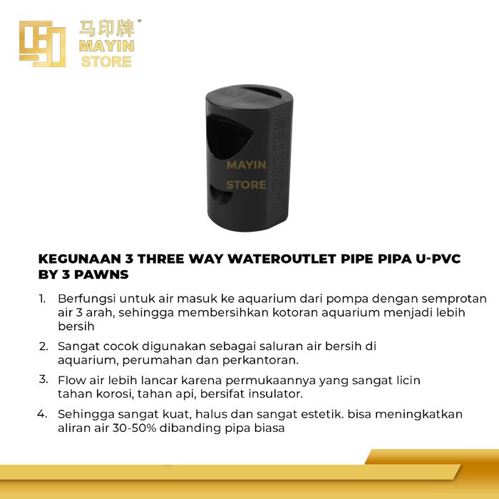 Jual TY 3 Three Way Water Outlet Pipa Pipe U–PVC by 3 Pawns | Shopee Indonesia