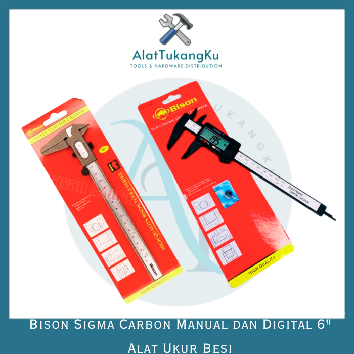 Jual Bison Sigma Jangka sorong Digital Dan Manual Besi 6" Carbon 150mm ...