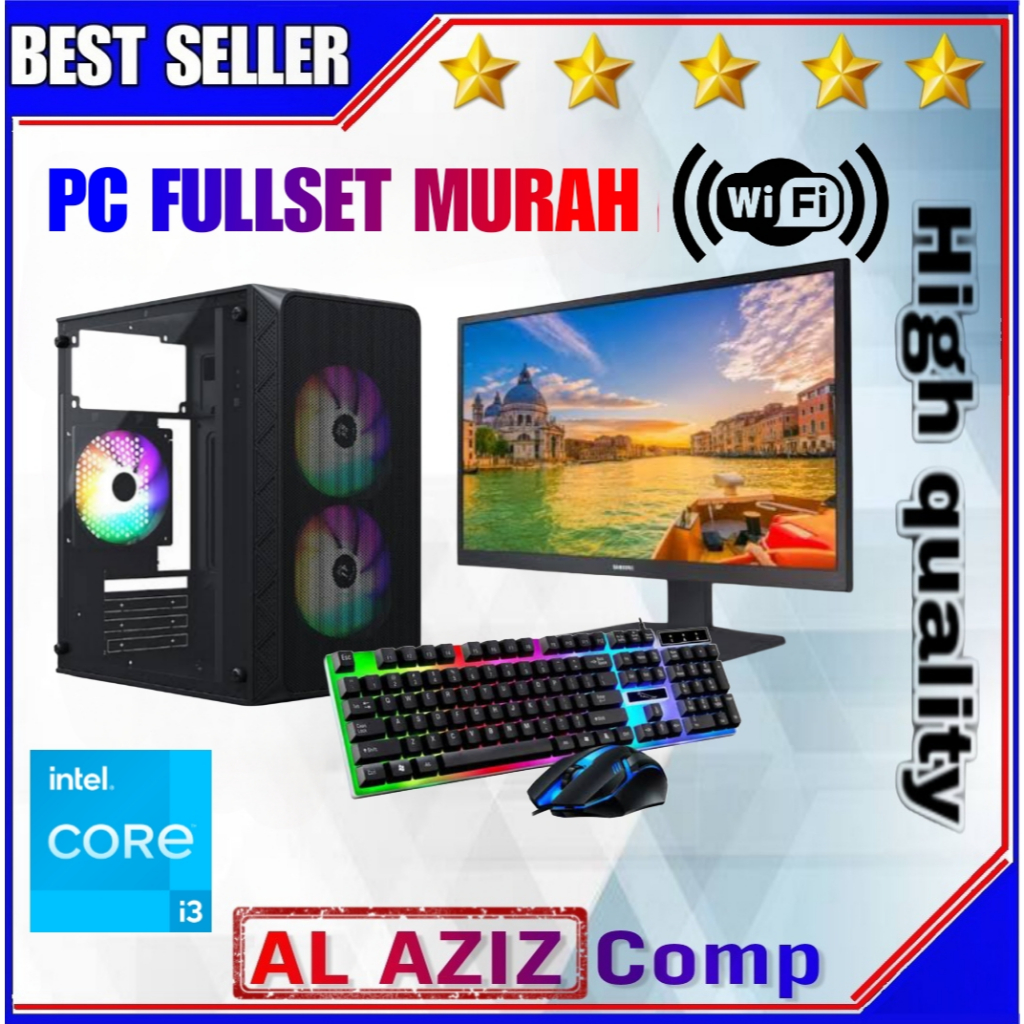 Jual PC Cpu Rakitan Fullset 24 Inch Intel Core i3 9100 RAM 16gb SSD 128gb HDD 500gb WI FI ...