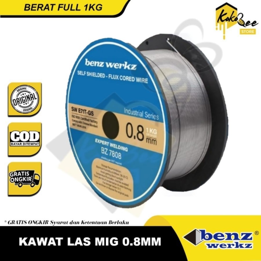 Jual BENZ WERKZ Kawat Las Mig 0.8MM 1MM 1KG Flux Cored Wire NON CO2 Kawat Las Mesin Las MIG ...