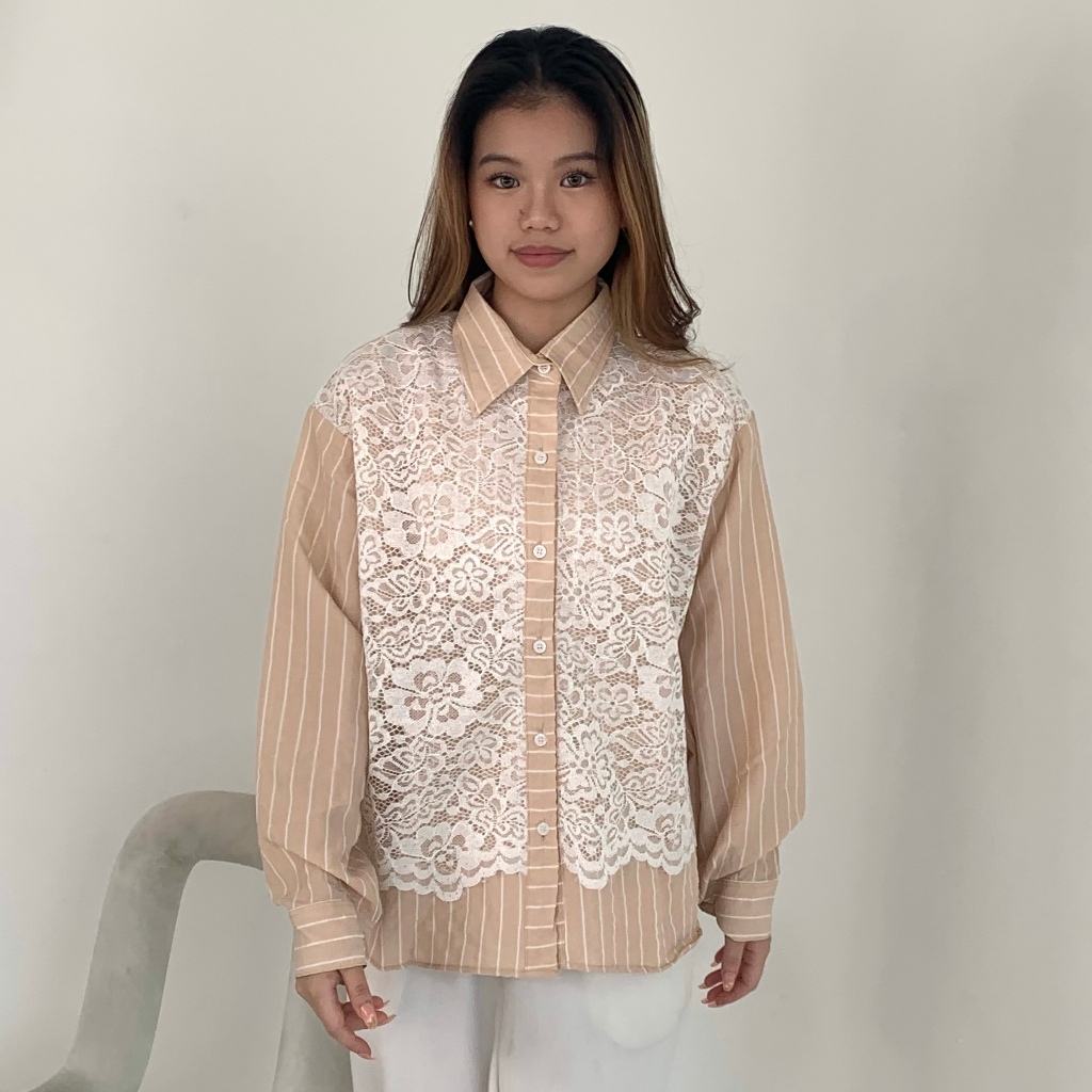 Jual UCME STUDIO - Lana Lace Shirt / Blouse Renda Lengan Panjang ...