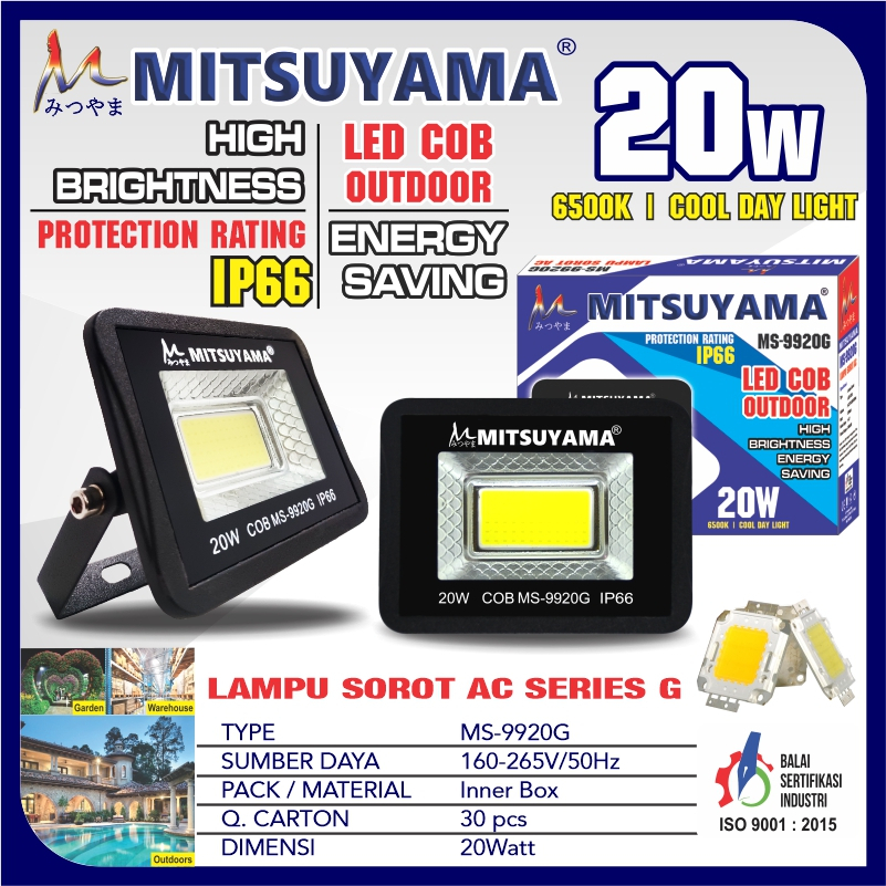 Jual FLXshop - Lampu Sorot LED AC 20 Watt Mitsuyama MS-9920F IP65 Outdoor Listrik/ Lampu Sorot ...