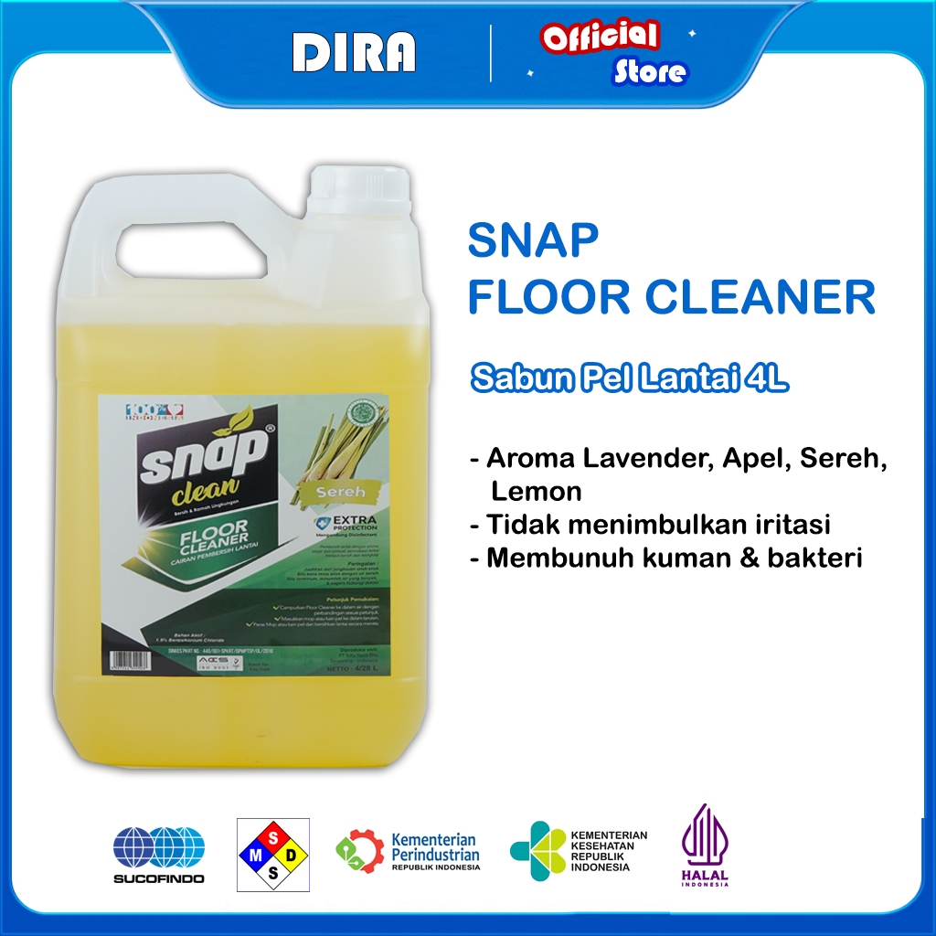 Jual Snap Clean Floor Cleaner Pel Lantai Sereh Anti Bakteri 4L | Shopee ...