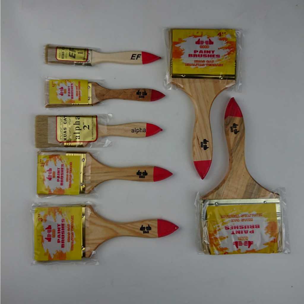 Jual Kuas Cat Tembok Dinding Gagang Kayu Ukuran 1" 1,1/2" 2" 2,1/2" 3 ...