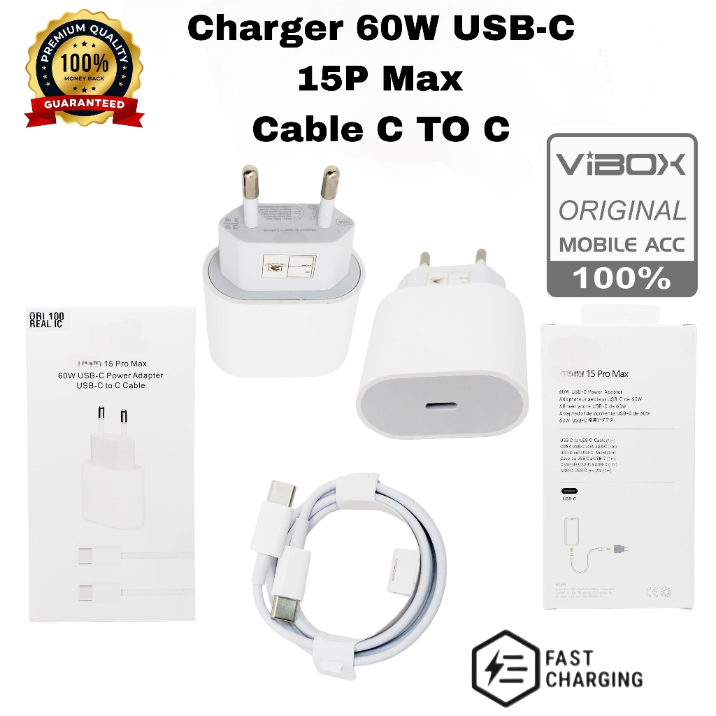 Jual Charger 60w Usb C Set + Kabel C to C 1m Fast Charging For Seri ...
