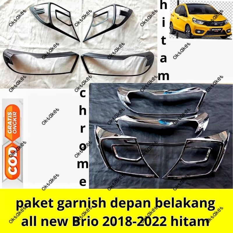 Jual paket Garnish lampu depan belakang all new Brio 2018 2020 2021 2022 Hitam Chrome | Shopee ...