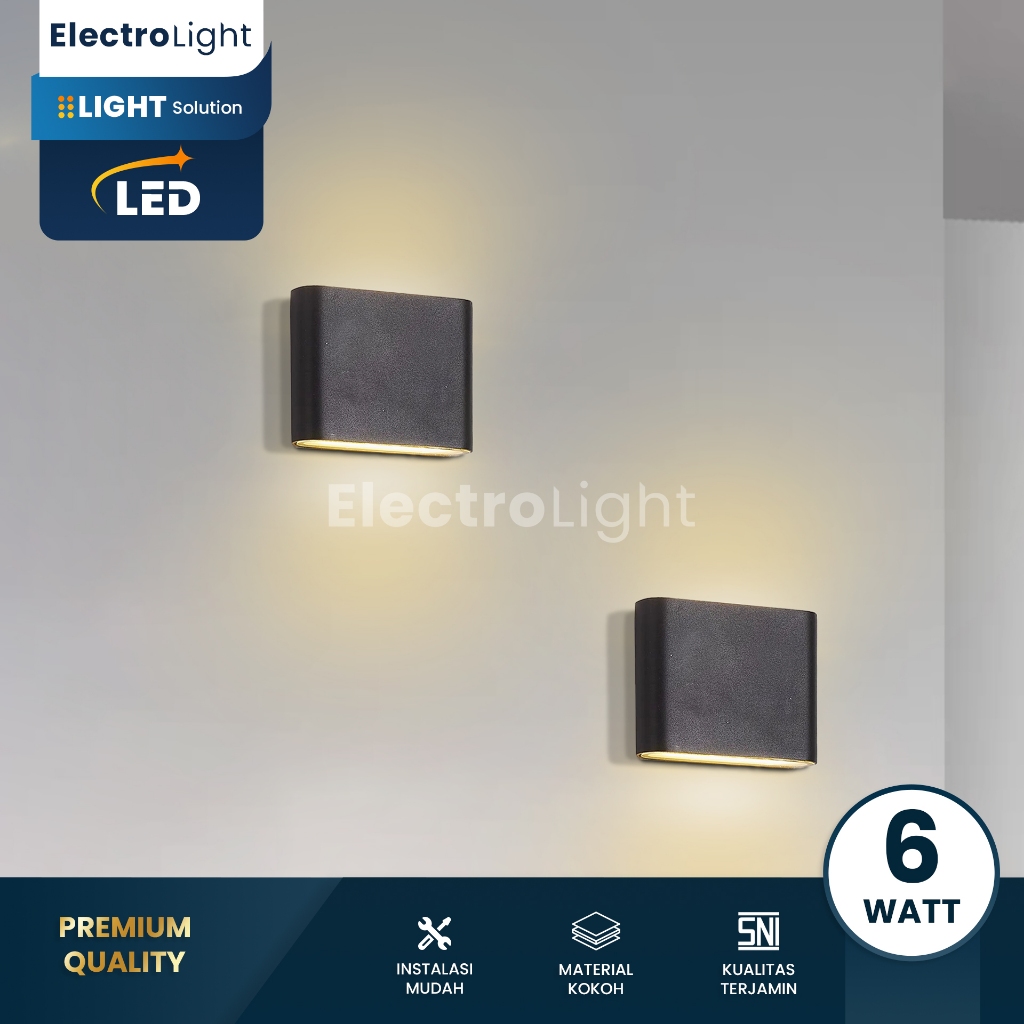 Jual Lampu dinding outdoor minimalis LED 2 arah slim kotak aluminium ...