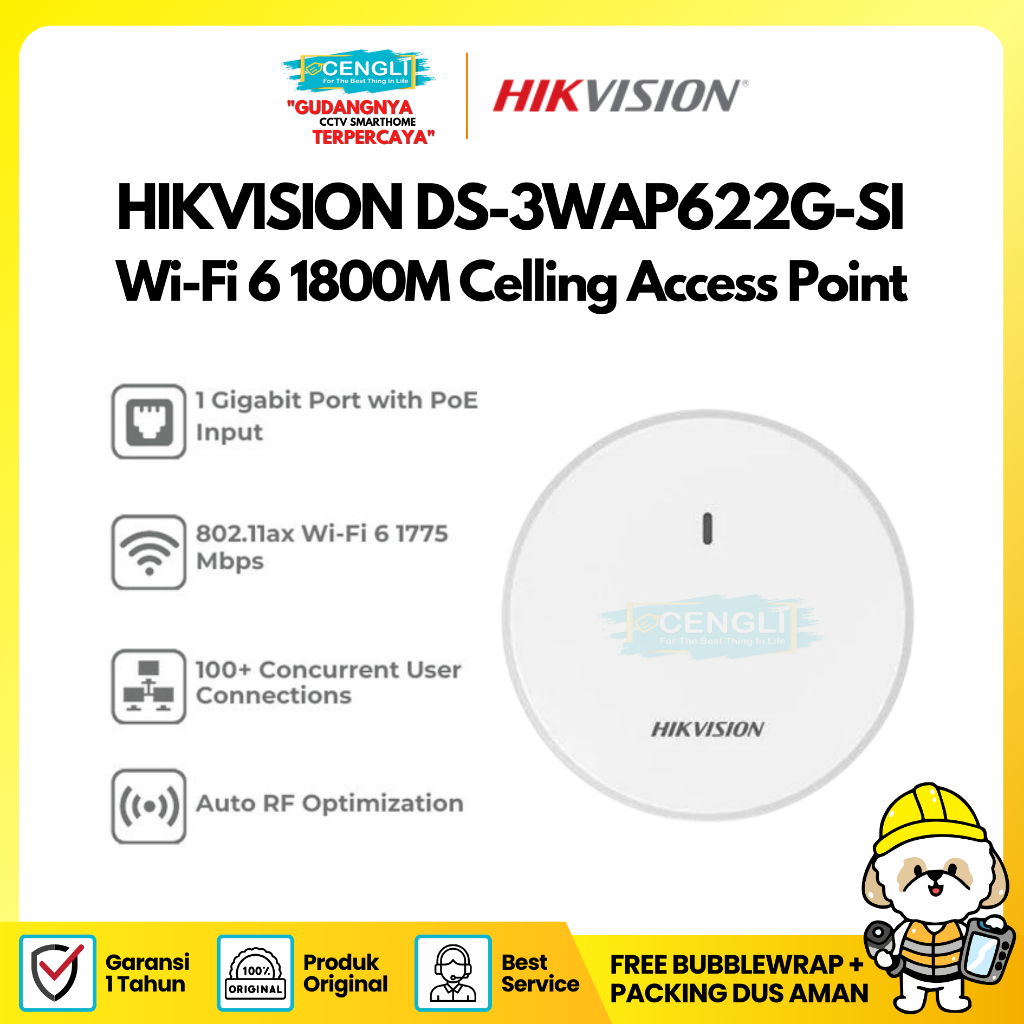 Jual Access Point Hikvision DS-3WAP622G-SI Wi-Fi 6 1800M Celling Access ...