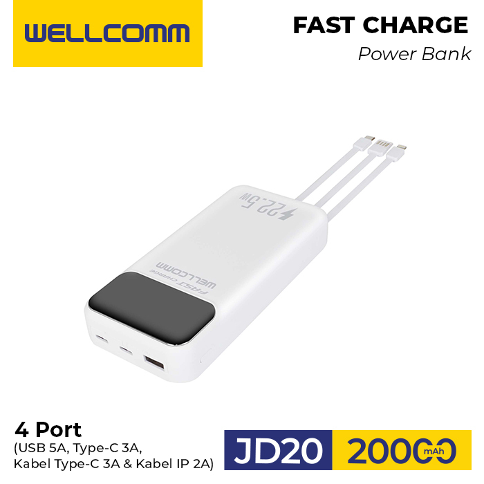 Jual Power Bank Wellcomm PD22.5W Fast Charge Power Delivery Jd20 20000mAh | Shopee Indonesia