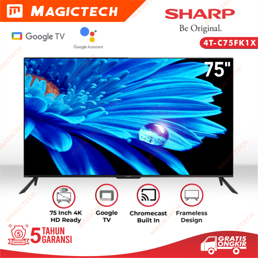Jual TV LED SHARP 75 INCH / 75" 4T-C75FK1X SMART GOOGLE TV 4K UHD HDR ...