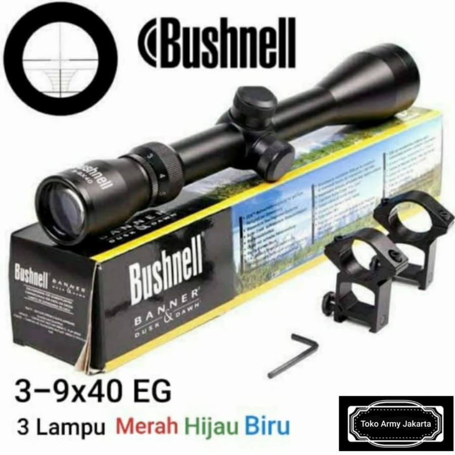 Jual Telescope Bushnell 3-9X40EG RGB Nyala Merah Biru Hijau | Shopee ...