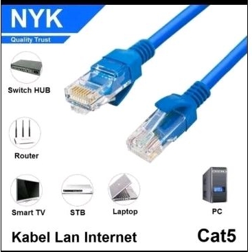 Jual Kabel LAN Cat 5 Merek NYK Sudah Terpasang RJ45 Siap Pakai Berbagai ...