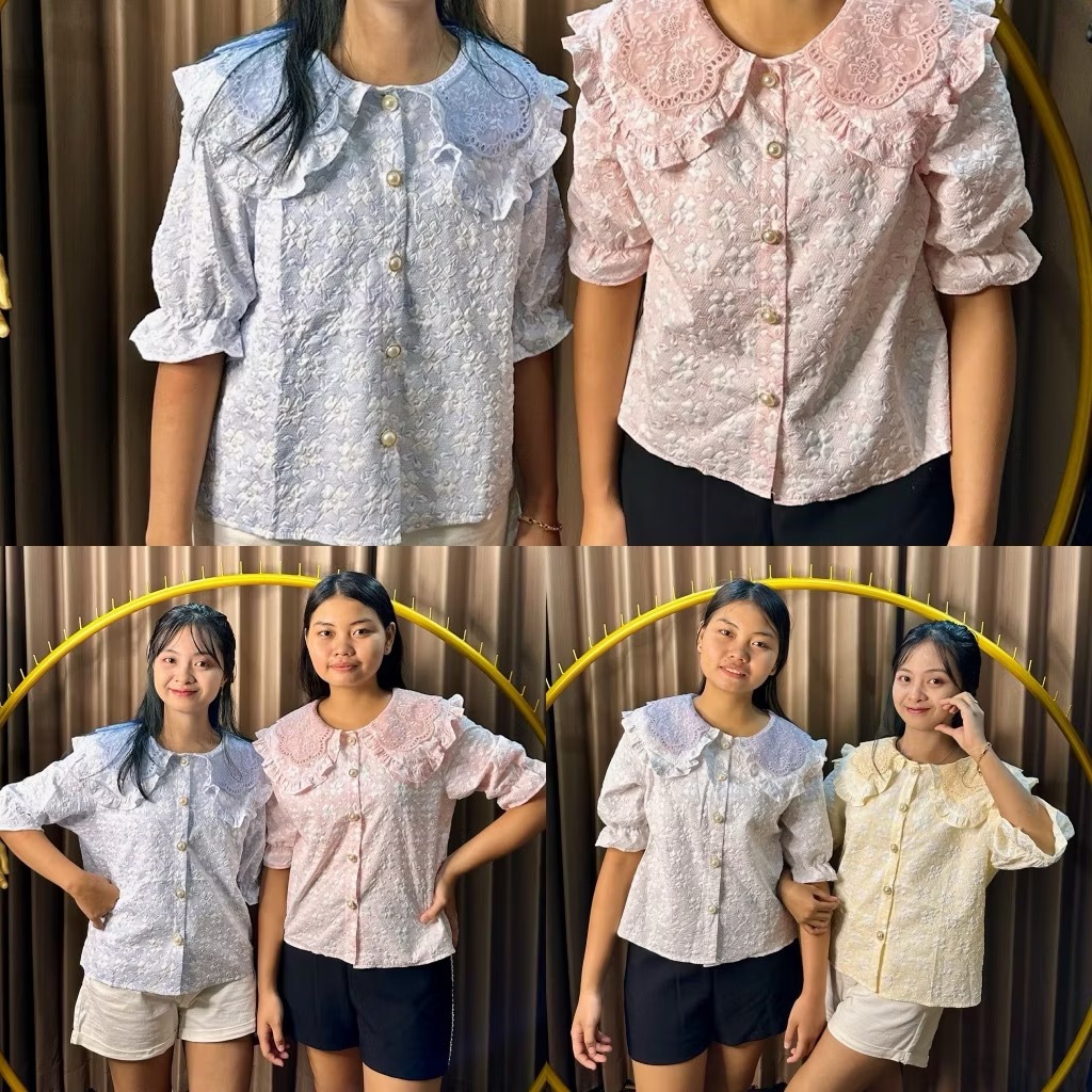 Jual Blouse Vintage Kerah Sailor Moon Collar Atasan Renda Bunga ...
