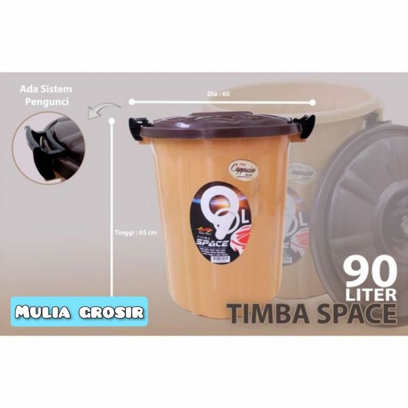 Jual Timba Air Timba Tutup Coklat 90 liter kira² Tinggi 65cm Diameter ...