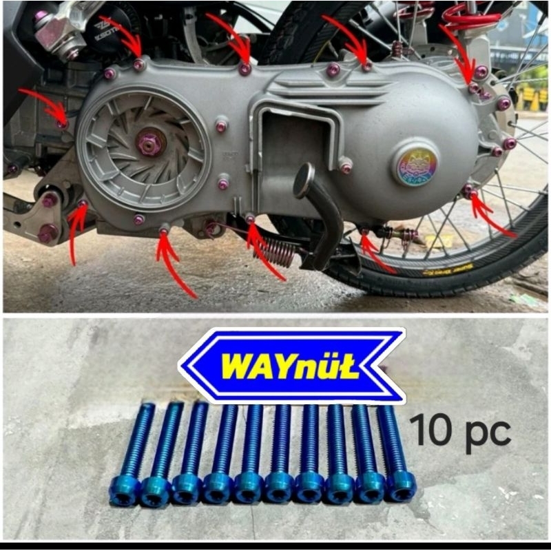 Jual Baut Bak CVT Nmax/Aerok Titanium (10biji) | Shopee Indonesia