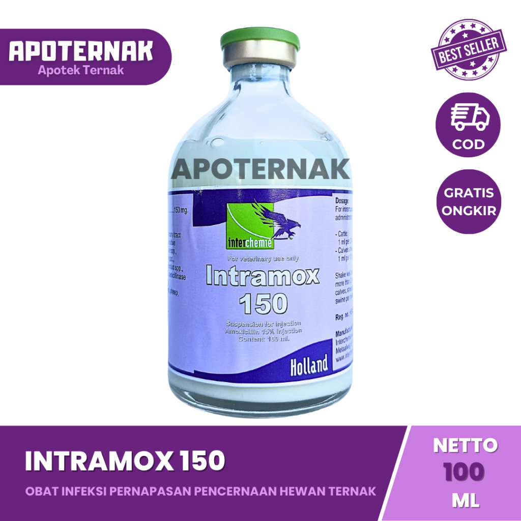 Jual INTRAMOX 150 BIRU 100ML - Antibiotik Hewan Amoxycillin Spektrum ...