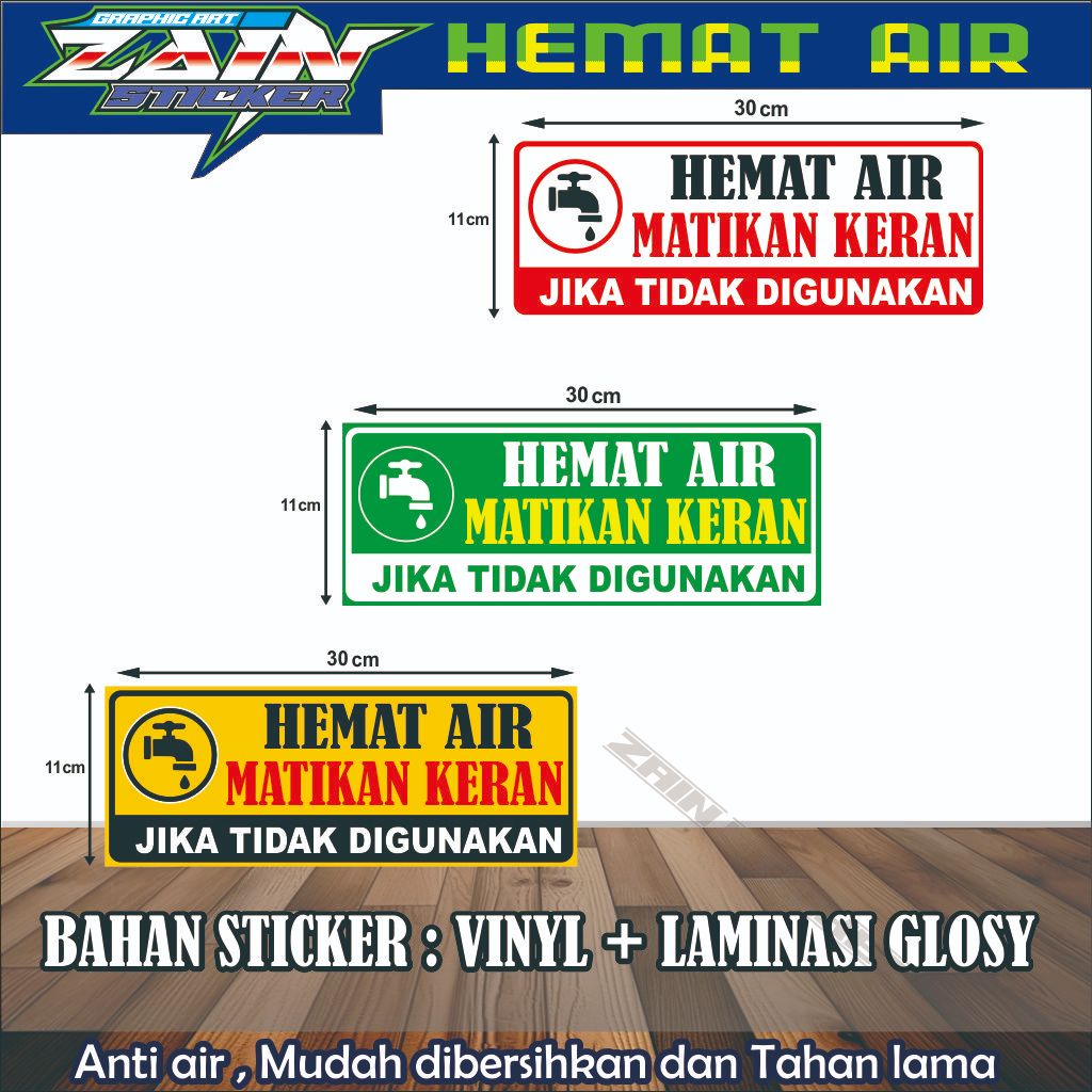 Jual STIKER HEMAT AIR MATIKAN KERAN + LAMINASI GLOSSY | Shopee Indonesia