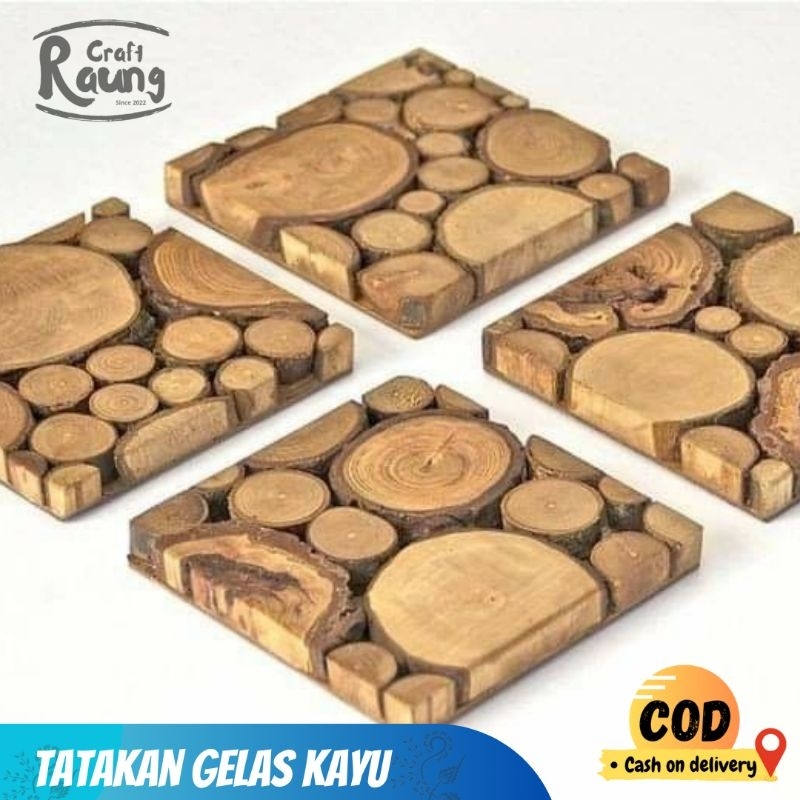 Jual Coaster Kayu , Tatakan Kayu Aesthetic , Tatakan Gelas Kayu ...