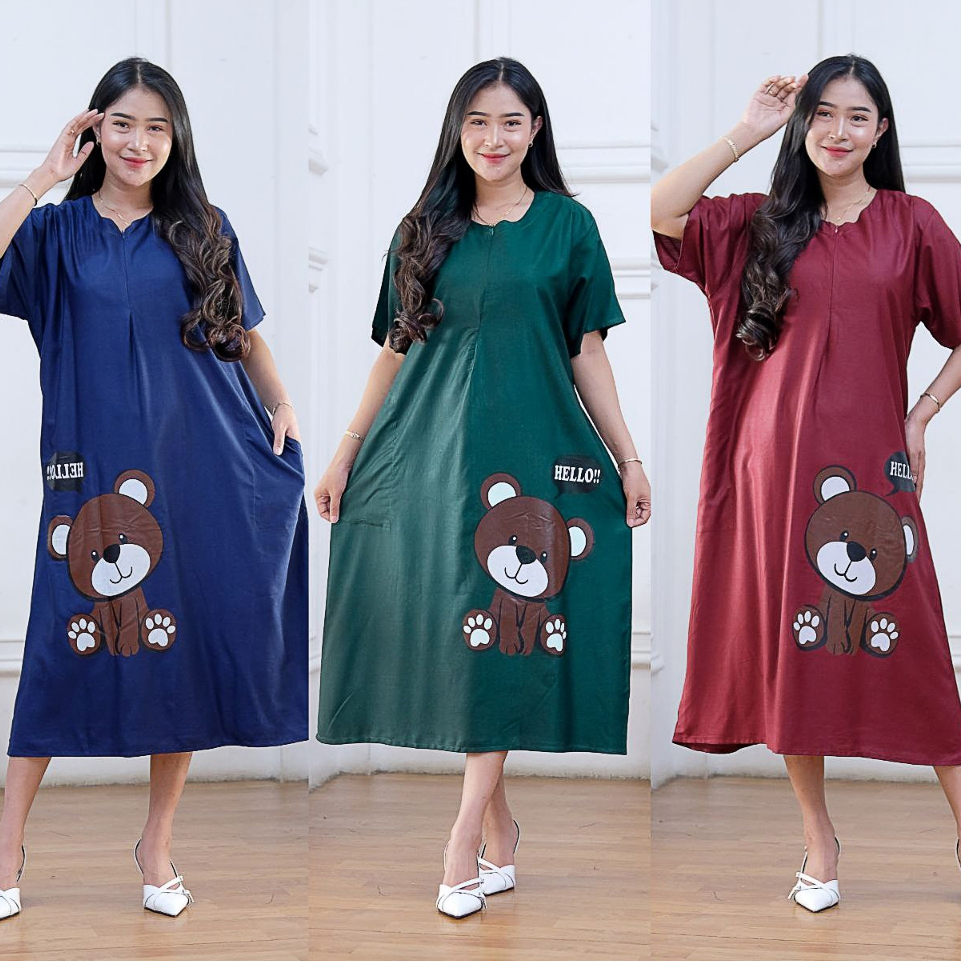 Jual Daster Wanita Kekinian Terbaru Busui Motif Bear Bahan Adem Rayon ...