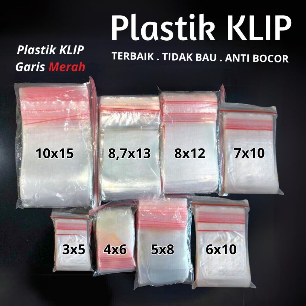 Jual PLASTIK KLIP ziplock Isi 100 Lembar [KLIP MERAH] TEBAL Untuk ...