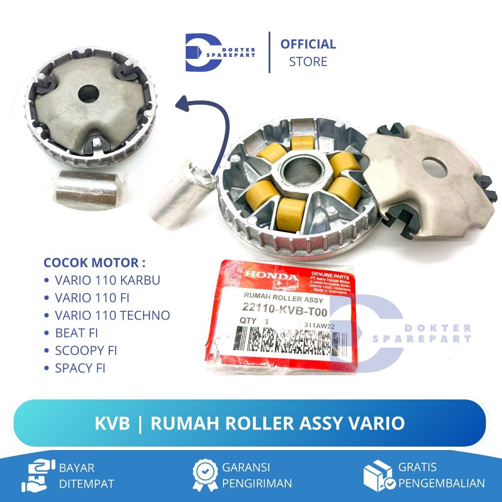 Jual KVB RUMAH ROLLER ASSY SET KOMPLIT VARIO 110 KARBU / BEAT FI / SCOOPY SPACY FI / ROLER ...