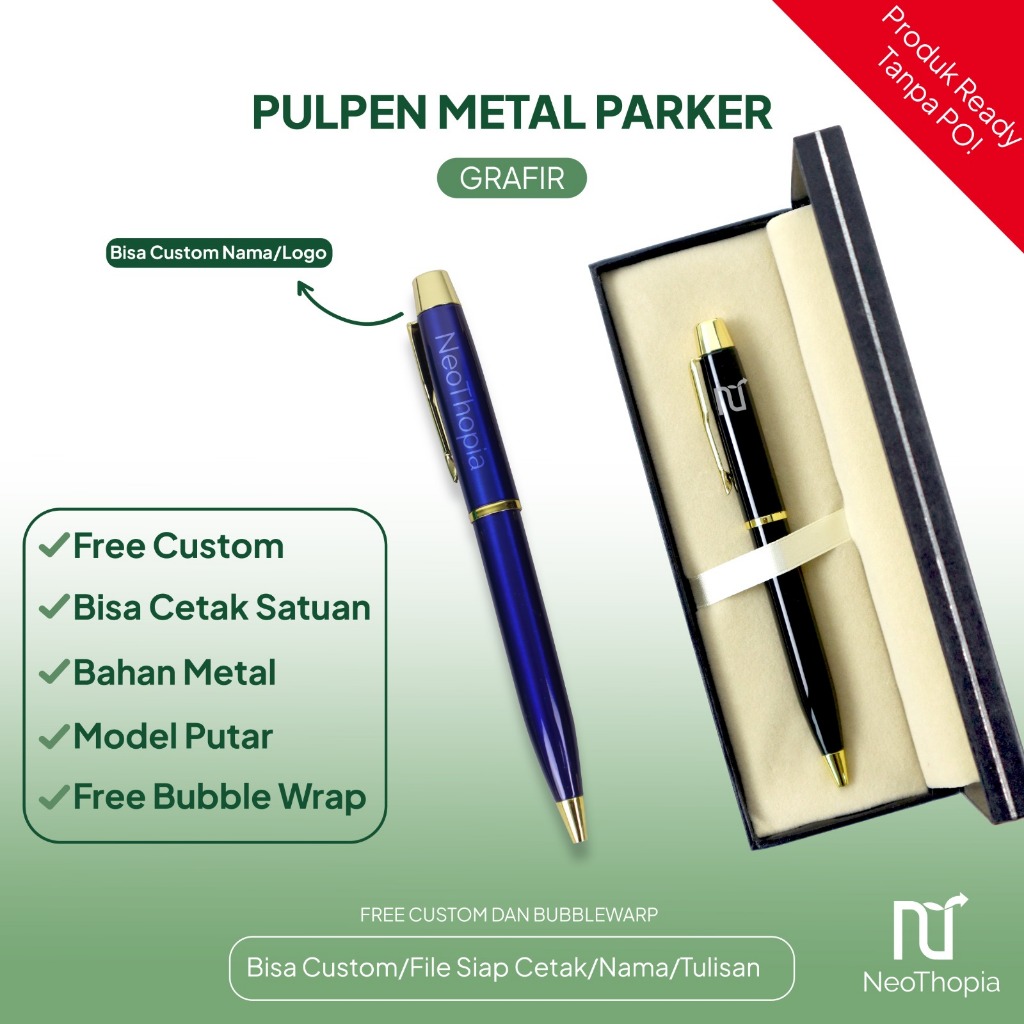 Jual Custom Pulpen Metal Parker Laser Grafir / Pena Model Putar Promosi ...