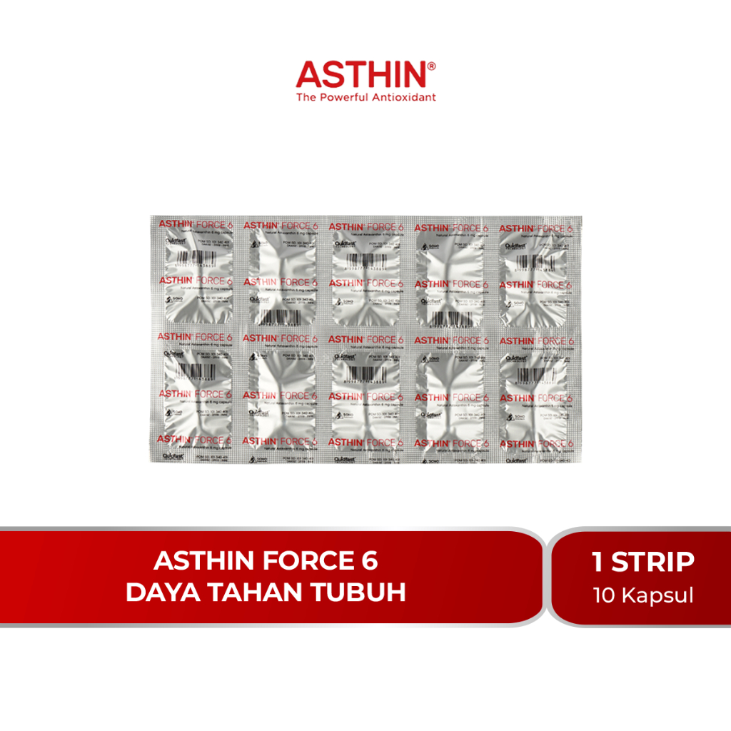 Jual Asthin Force 6 Suplemen Antioksidan + Healthy Skin isi 1 Strip @10 ...