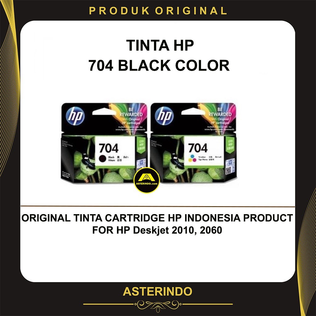 Jual Cartridge HP 704 Tinta Printer Ink Black Hitam Color Warna HP704 ...