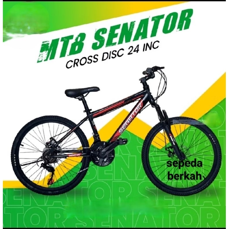 Jual sepeda gunung sepeda MTB 24 senator cross 21 speed rem disc ...