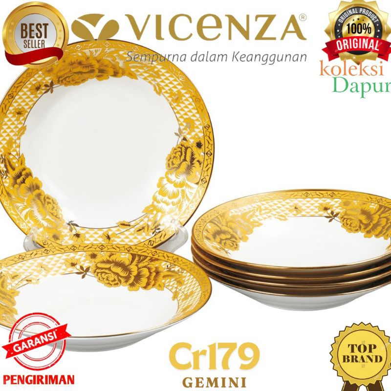 Jual Piring Makan Vicenza size 9 inch cr179 motif gemini set 6 pcs ...