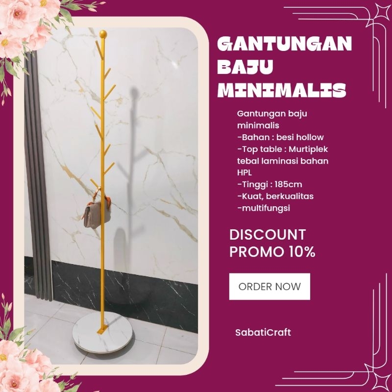 Jual Stand Hanger Besi Gantungan Baju Topi Tas Aesthetic Multifungsi ...